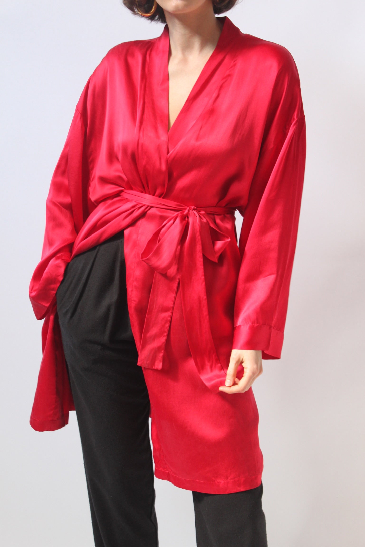 Vintage Scarlet Silk Robe – NA NIN